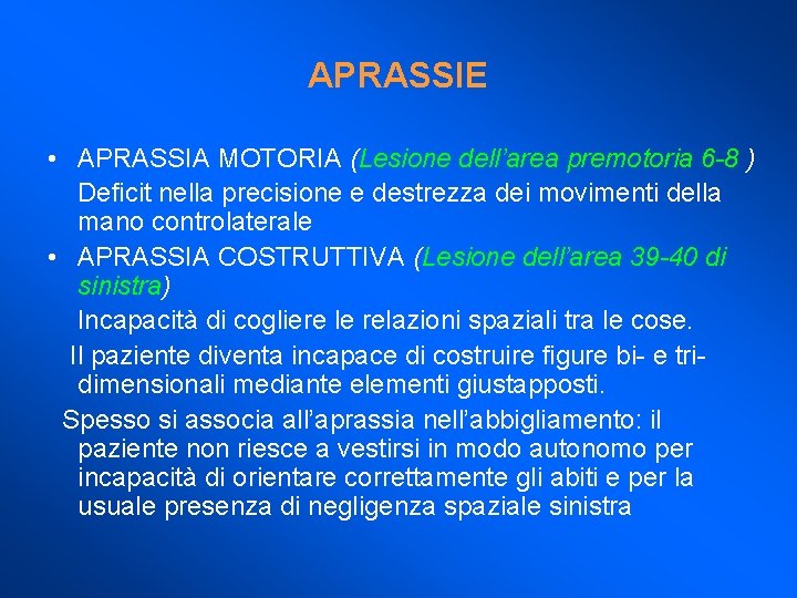 RELAZIONE AFASIE AGNOSIE E APRASSIE SINDROMI DA DANNO