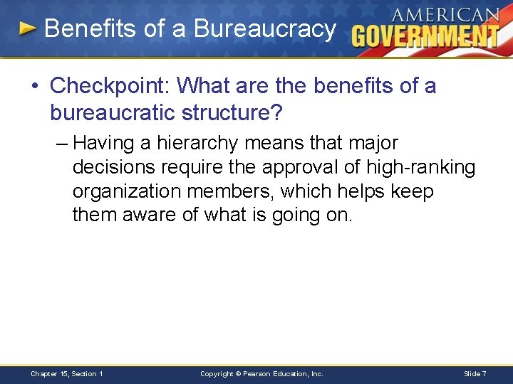 Chapter 15 Government at Work The Bureaucracy Section