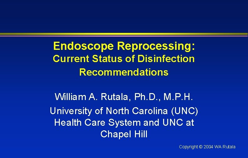 Endoscope Reprocessing Current Status of Disinfection Recommendations ...