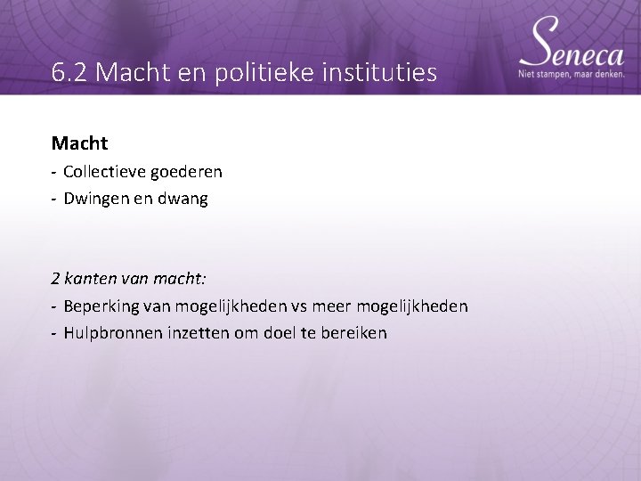 Politieke veranderingen in het bindingsvraagstuk Hoofdstuk 6 Havo