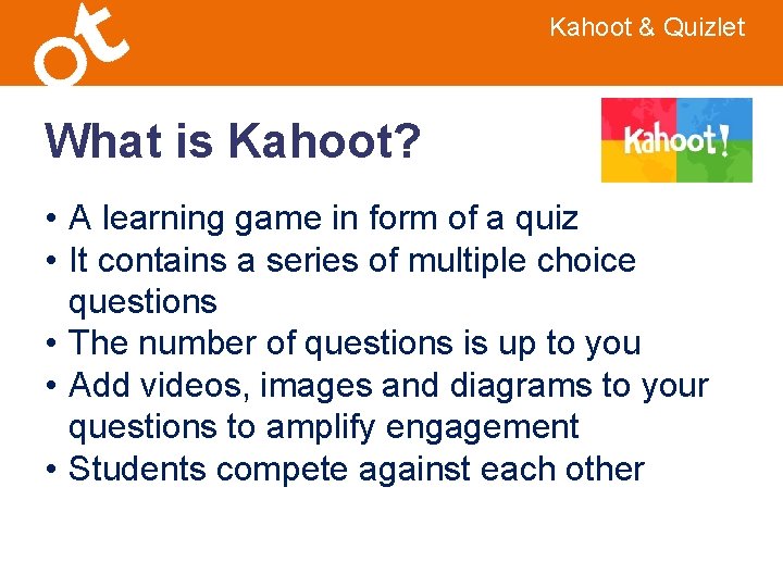 Interactive Games for the Classoom Using Kahoot and