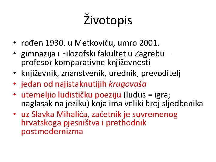 IVAN SLAMNIG Izbor iz lirike ivotopis roen 1930