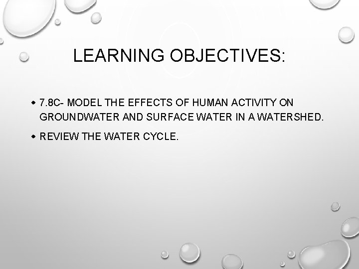 GROUNDWATER AND SURFACE WATER IN A WATERSHED HUMAN