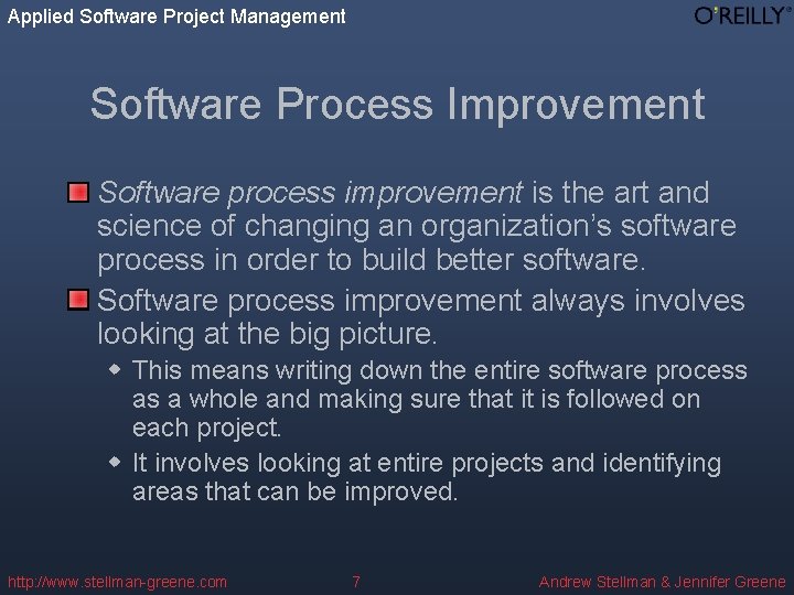 Applied Software Project Management Process Improvement http www