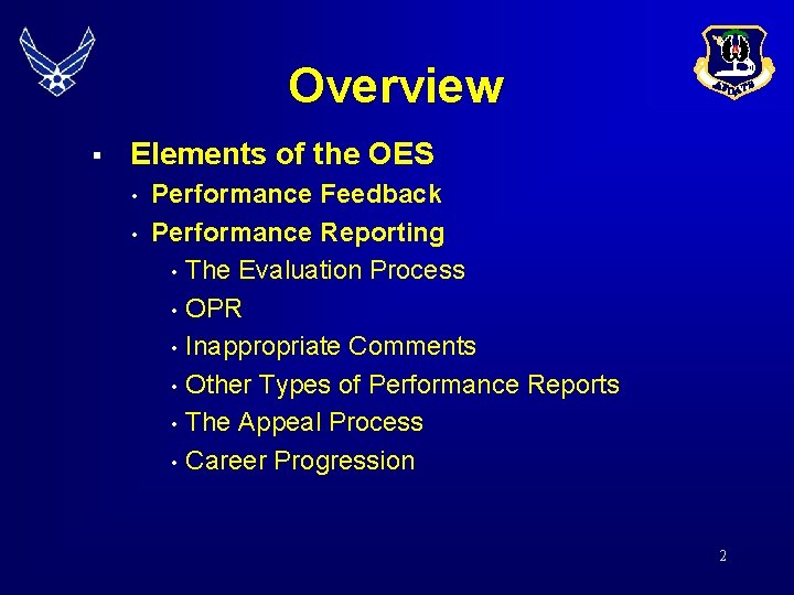 Officer Evaluation System 1 Overview Elements of the