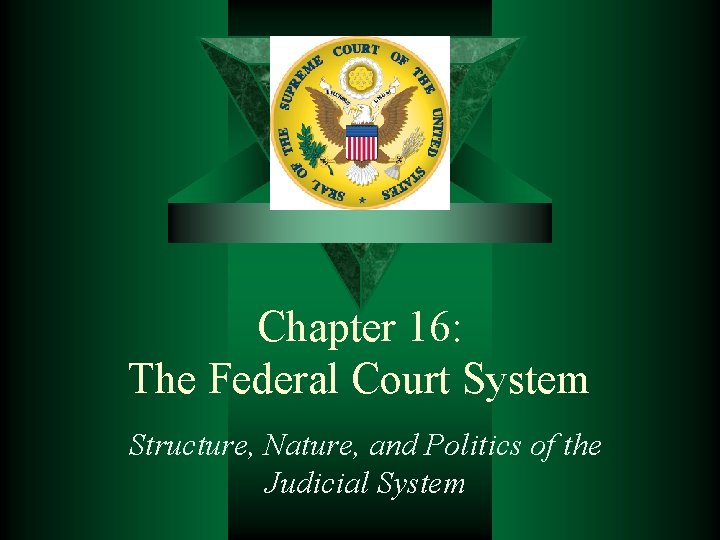 Chapter 16 The Federal Court System Structure Nature
