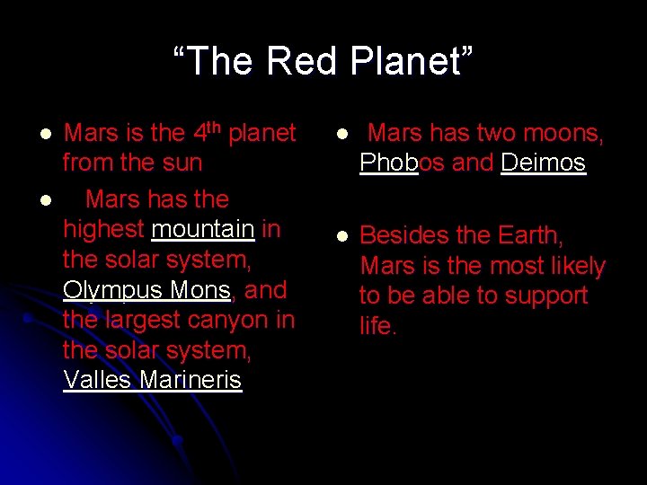 Our Solar System The Solar System Our solar