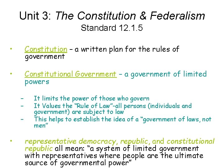 1 st Quarter Benchmark Review CIVICS 12 1