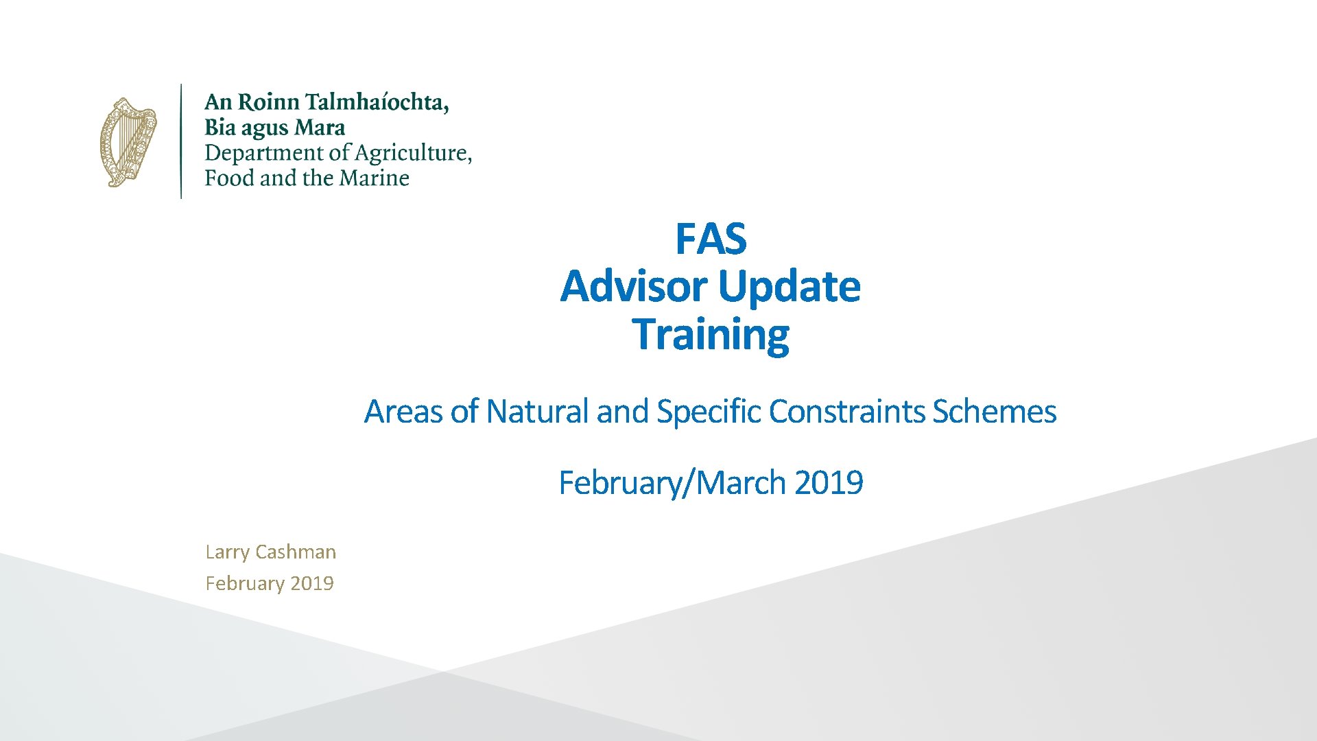 FAS Advisor Update Training Areas of Natural and