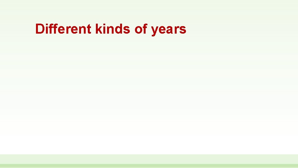 Calendar Different kinds of years Different kinds of