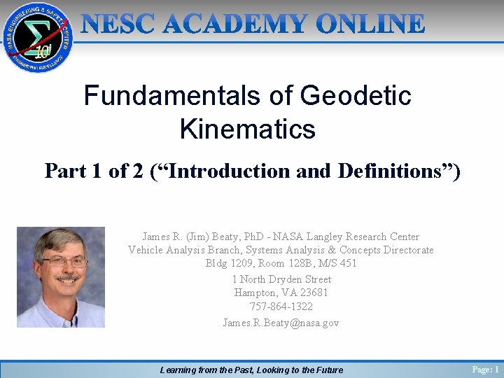 Fundamentals of Geodetic Kinematics Part 1 of 2