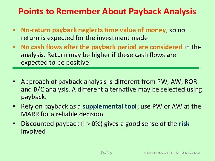 Chapter 13 Breakeven and Payback Analysis Lecture slides