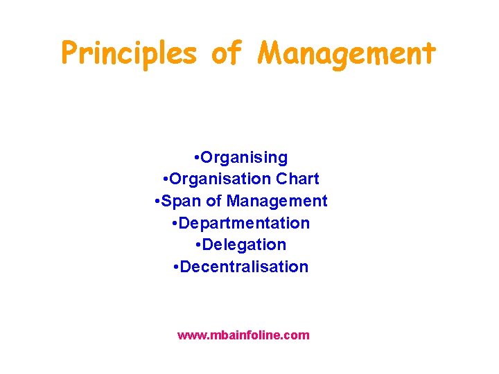Principles of Management Organising Organisation Chart Span of