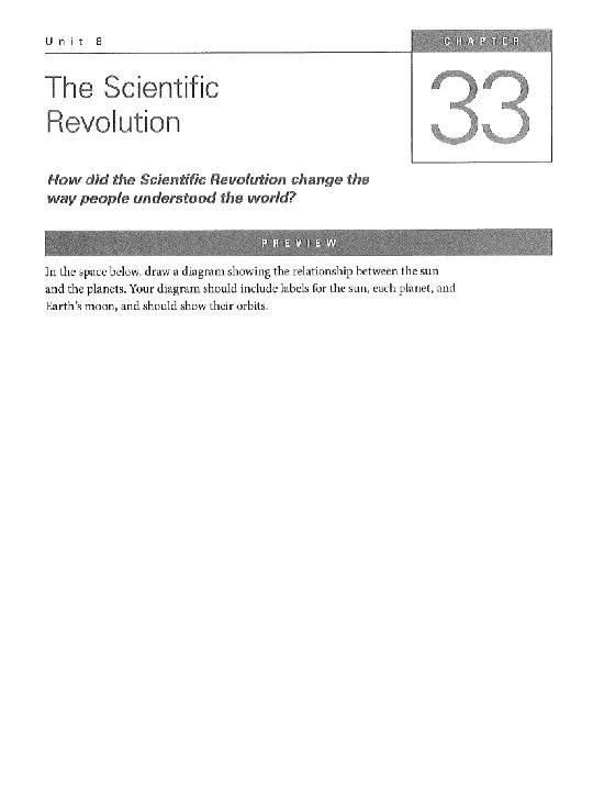 Pre Reading Chapter 33 The Scientific Revoltuion What