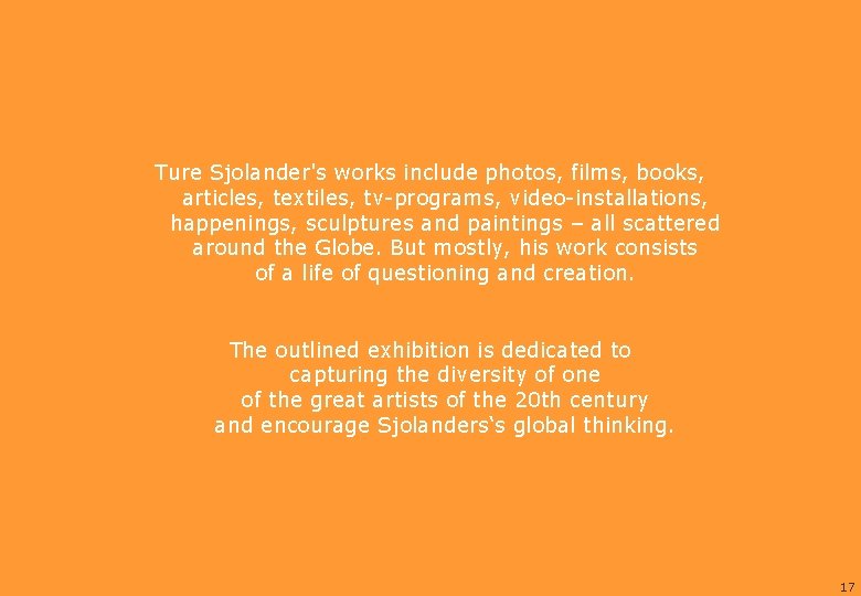 PROJECT PROPOSAL TO THE MODERN MUSEET STOCKHOLM Ture