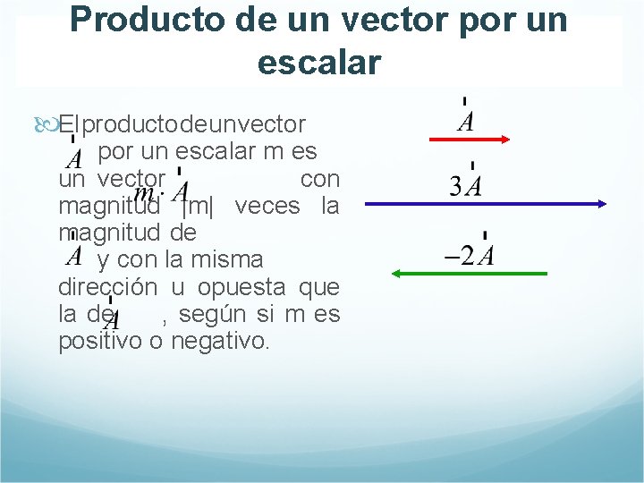 Vectores y Escalares Existen cantidades fsicas quedan totalmente