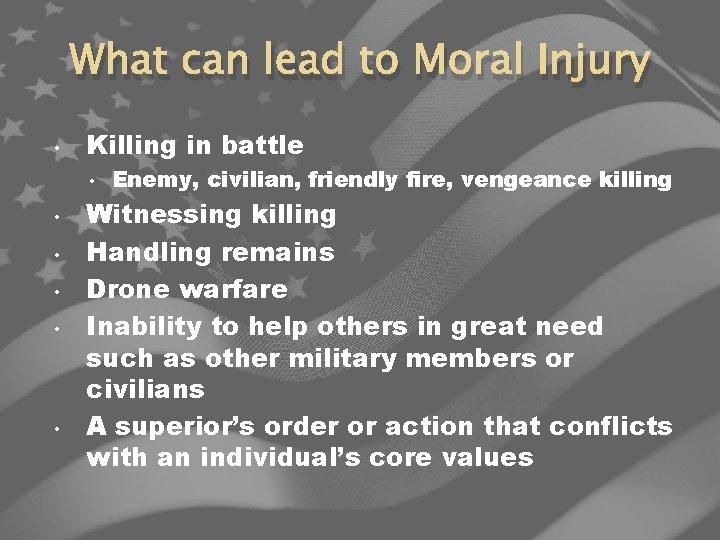 CREATING CHARACTERS IMPACTED BY MORAL INJURY Cindy Mc