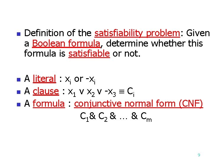 Chapter 8 Theory of NPCompleteness 1 n n