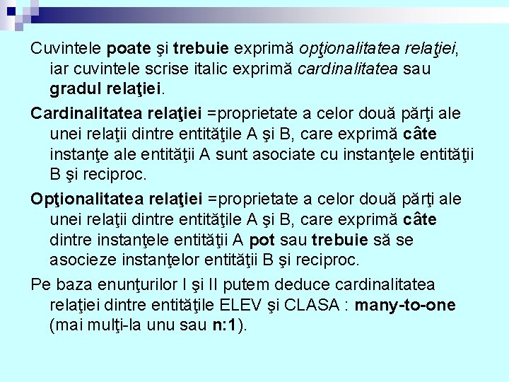Modelul conceptual al unei baze de date Diagrama