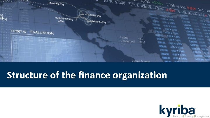 Structure of the finance organization Typical Finance Organization