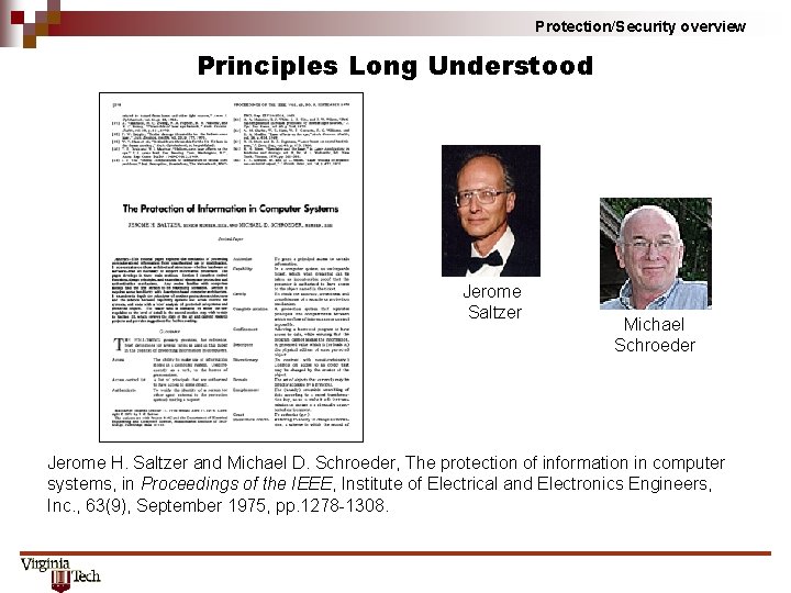 Protection and Security An overview of basic principles