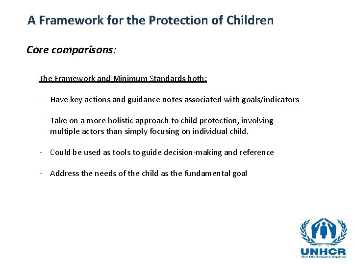 Minimum Standards for Child Protection and the UNHCR