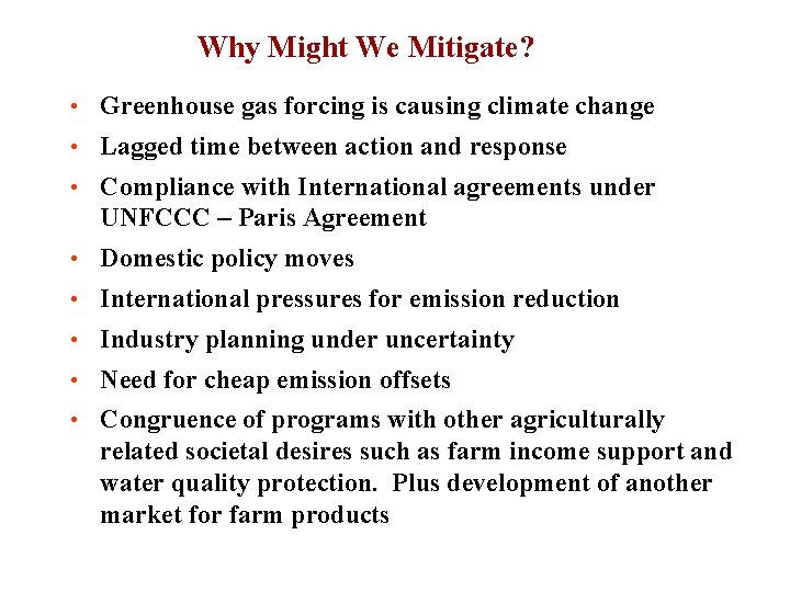 Climate Change Mitigation Bruce A Mc Carl Distinguished