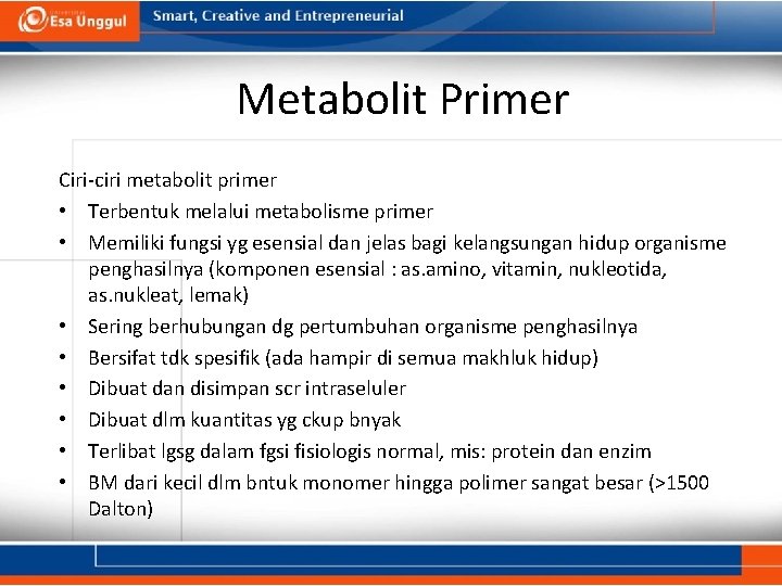 METABOLIT PRIMER DAN SEKUNDER PERTEMUAN 8 PUTU GMW