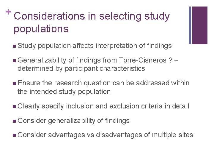 Selecting a study population for clinical trials Dr