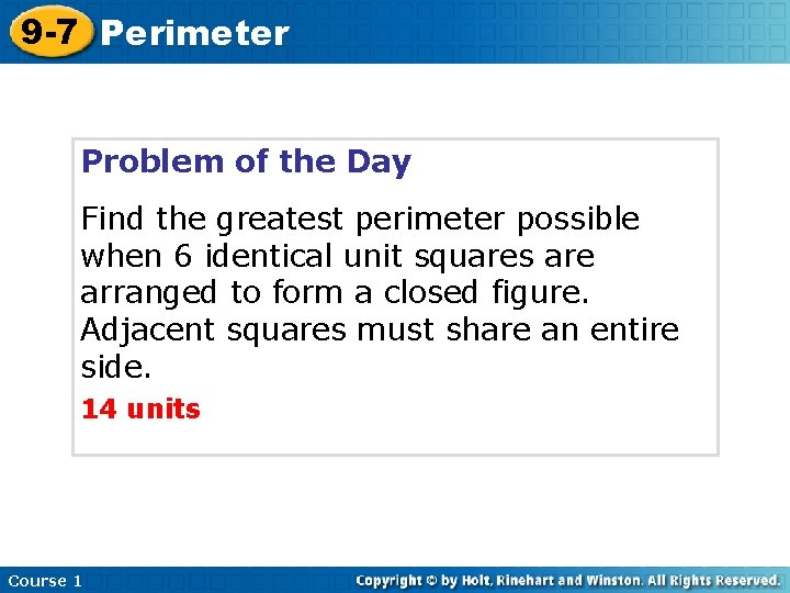9 7 Perimeter Warm Up Problem of the