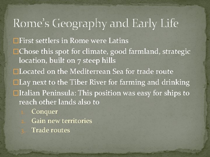 Chapter 9 The Rise of Rome Section 1