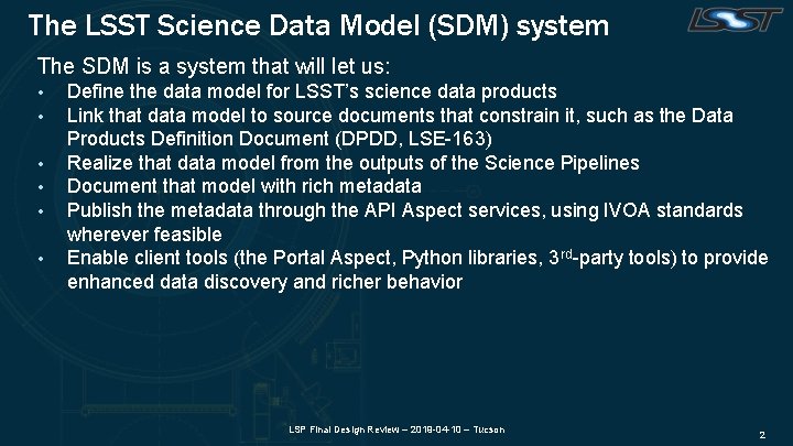 The LSST Science Data Model system Gregory DuboisFelsmann
