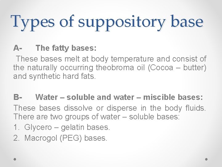 Suppositories by Ali K Alobaidy Suppositories Are solid