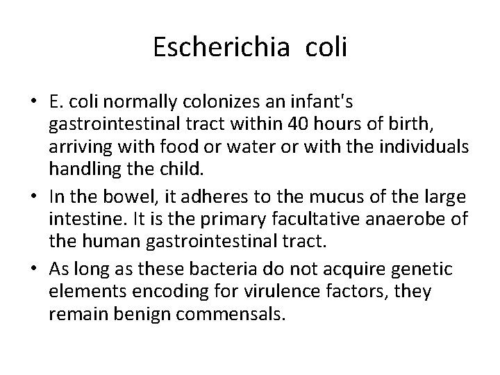 COLIFORMS Indicator Bacteria and Water Quality Testing FECAL