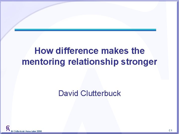 How difference makes the mentoring relationship stronger David