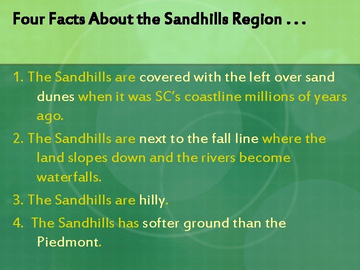 SCSouth Carolina Landform Regions and facts about Landforms
