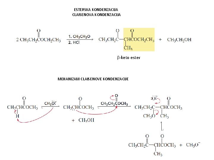 ESTERSKA KONDENZACIJA CLAISENOVA KONDENZACIJA bketo ester MEHANIZAM ...