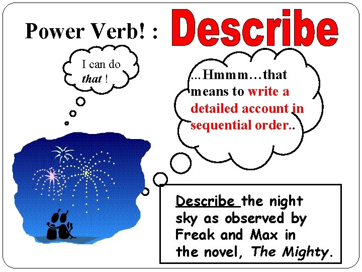 POWER VERBS Power Verb Identify Make a list