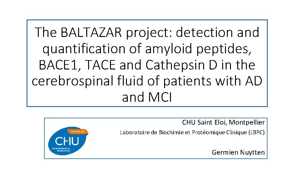 The BALTAZAR project detection and quantification of amyloid