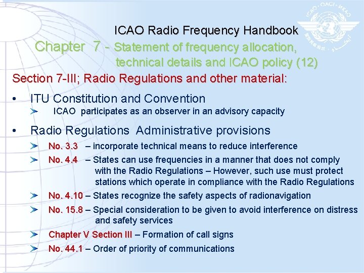 ICAO Radio Frequency Handbook DOC 9718 Fifth edition