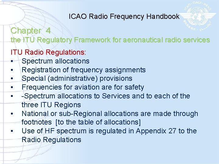 ICAO Radio Frequency Handbook DOC 9718 Fifth edition