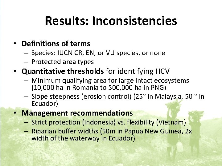 High Conservation Value HCV Review of national guidance