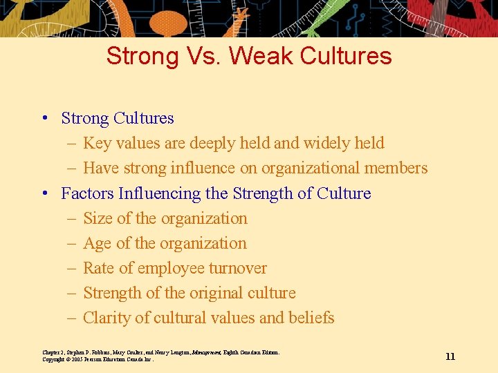 Chapter 2 Constraints on Managers Organizational Culture and