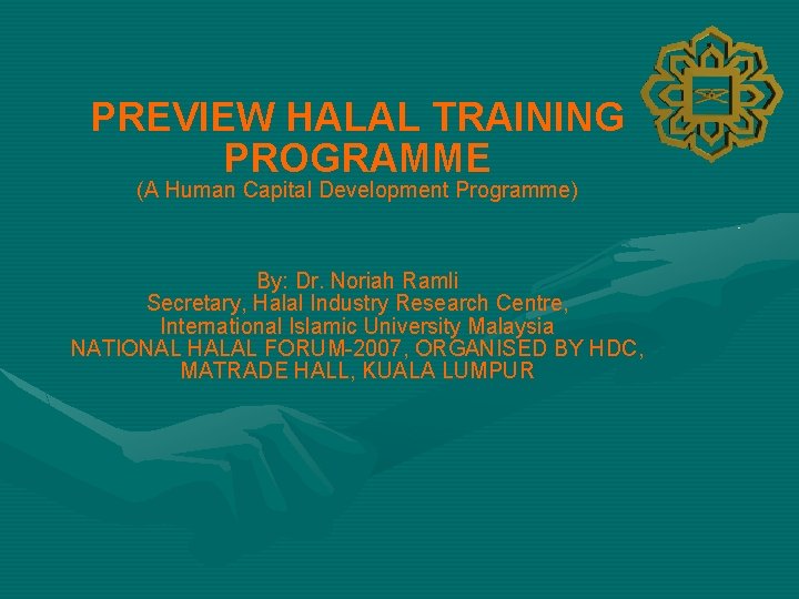 PREVIEW HALAL TRAINING PROGRAMME A Human Capital Development