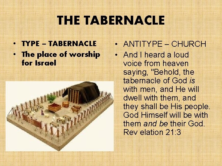 THE TABERNACLE A TYPE OF THE CHURCH TYPE