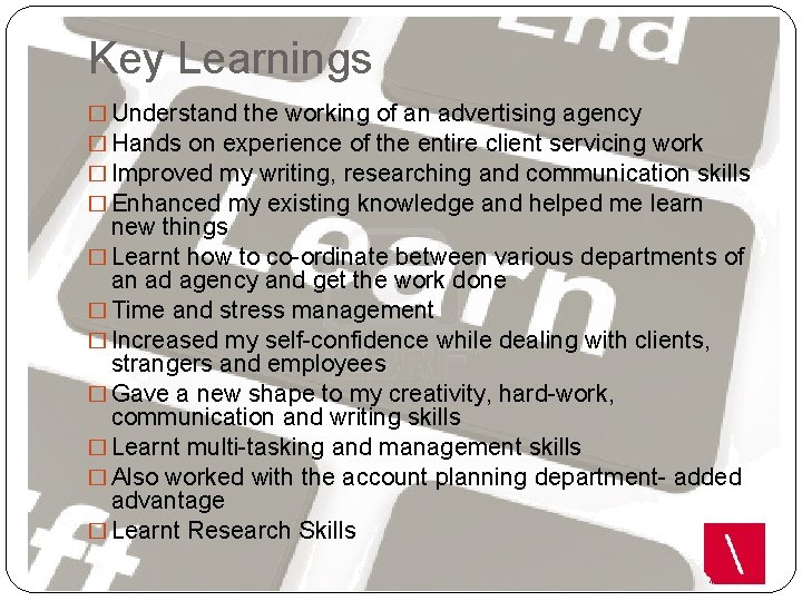 Internship Report A report on the Internship done