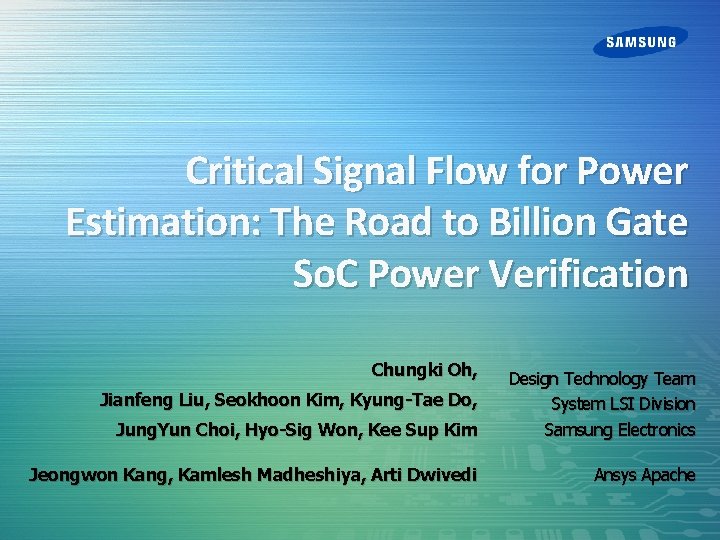 Critical Signal Flow for Power Estimation The Road