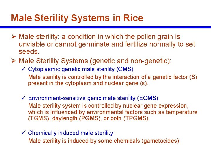 Hybrid Rice Breeding Seed Production FANGMING XIE International