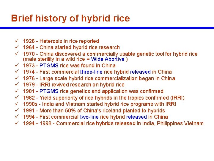 Hybrid Rice Breeding Seed Production FANGMING XIE International