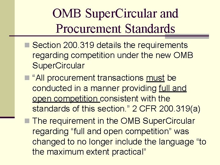 THE NEW OMB SUPERCIRCULAR IMPACT ON TEROS AND